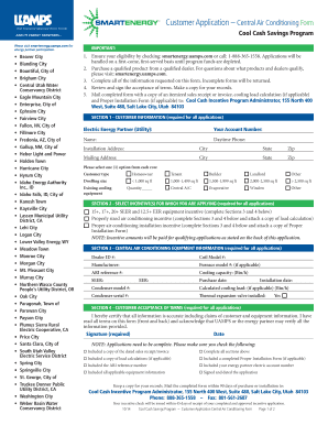 Fillable Online Customer Application Central Air Conditioning Form Fax ...