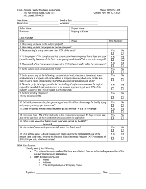 Fillable Online Condo Questionnaire Form FHA Fax Email Print - pdfFiller