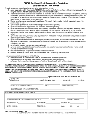 Fillable Online CHCIA Pavilion / Pool Reservation Guidelines and ...