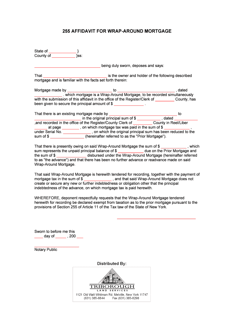 Fillable Online 255 AFFIDAVIT FOR WRAP-AROUND MORTGAGE Fax Email Print ...