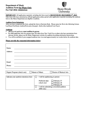 Fillable Online stonybrook Audition Form - Stony Brook University - stonybrook Fax Email Print ...
