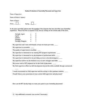 Fillable Online rit Student Evaluation of Internship Placement and ...