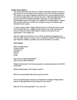 Fillable Online Sample Grant Report Fax Email Print - pdfFiller