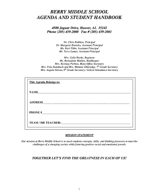 Berry Middle School Agenda - Fill and Sign Printable Template Online