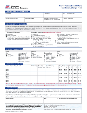 Fillable Online 2017 Pre-65 Retiree Benefit Enrollment Change Form Fax ...