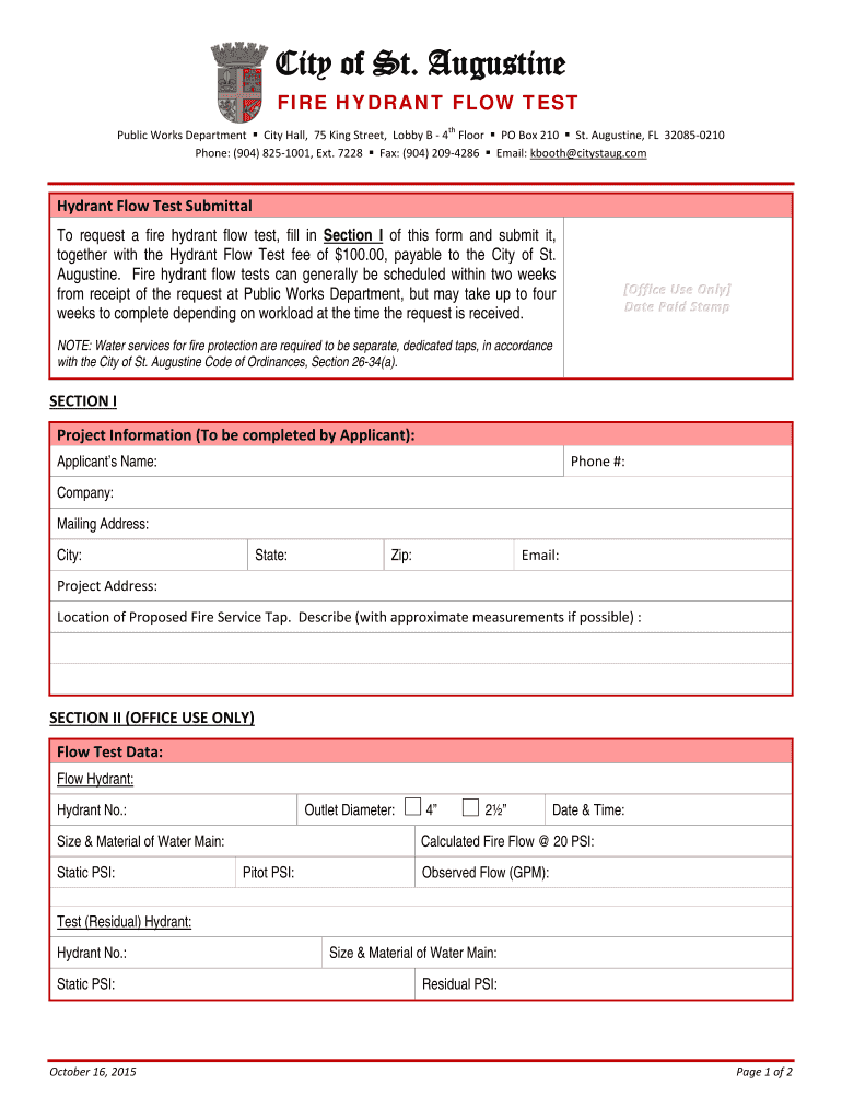 Fillable Online City of St. Augustine - citystaug.com Fax Email Print - pdfFiller