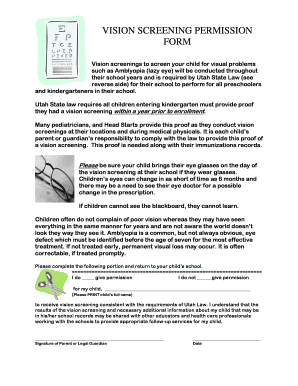 Fillable Online VISION SCREENING PERMISSION FORM - davis.k12.ut.us Fax ...