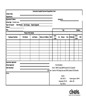 Fillable Online University Hospital Garment Requisition Form Fax Email ...