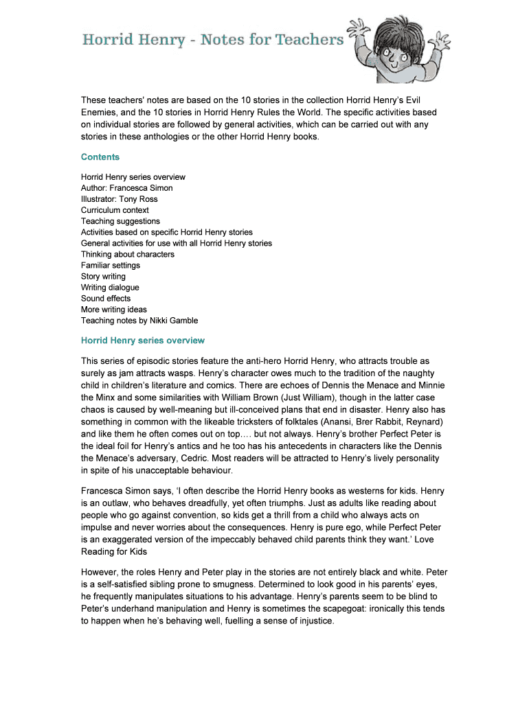 Fillable Online These teachers' notes are based on the 10 stories in ...