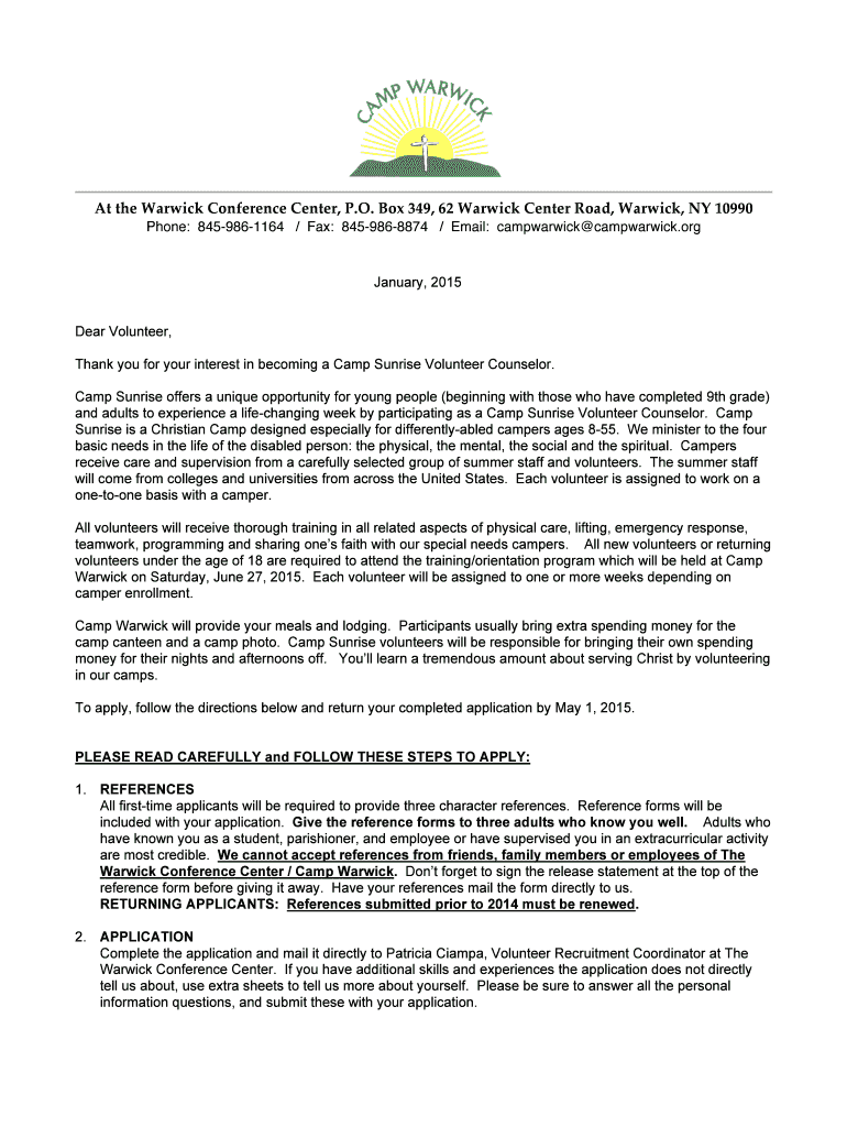 Fillable Online Volunteer Recruitment Letter 15 Fax Email Print - pdfFiller