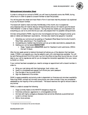Fillable Online RAWL RELINQUISHMENT - DOG Fax Email Print - pdfFiller