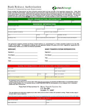 Fillable Online Bank Release Authorization Fax Email Print - pdfFiller