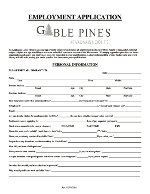 Fillable Online gable pines form Fax Email Print - pdfFiller