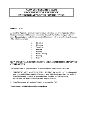 Fillable Online Exhibitor Appointed Contractor Forms - Shepard Fax ...