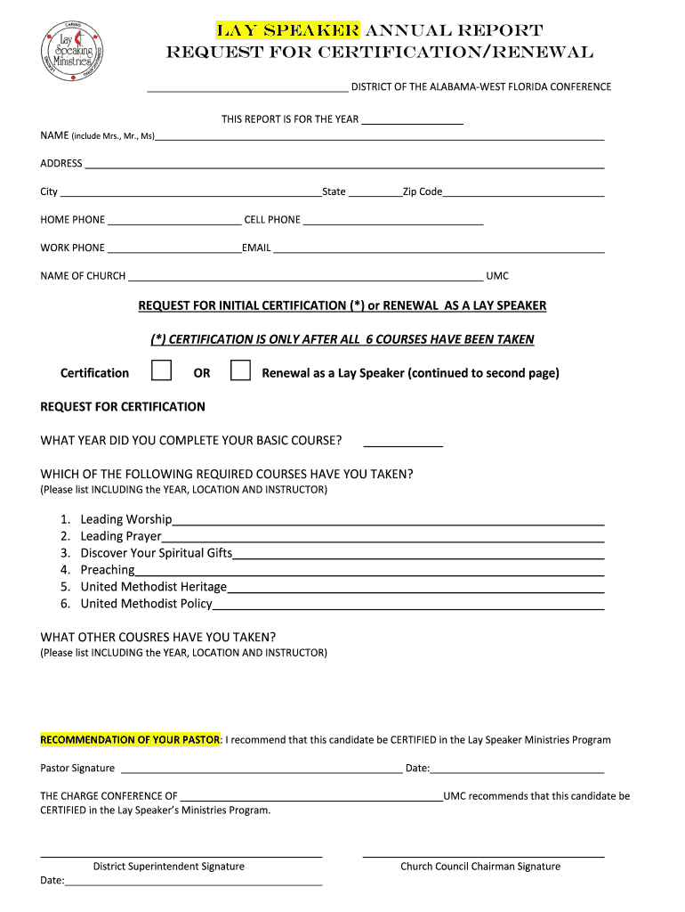 Fillable Online LAY SPEAKER ANNUAL REPORT - awf-email.brtapp.com Fax ...