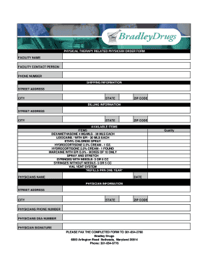 Fillable Online PHYSICAL THERAPY RELATED PHYSICIAN ORDER FORM Fax Email ...