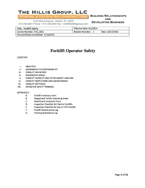 Fillable Online Forklift Operator Safety - thehillisgroupllc.com Fax Email Print - pdfFiller