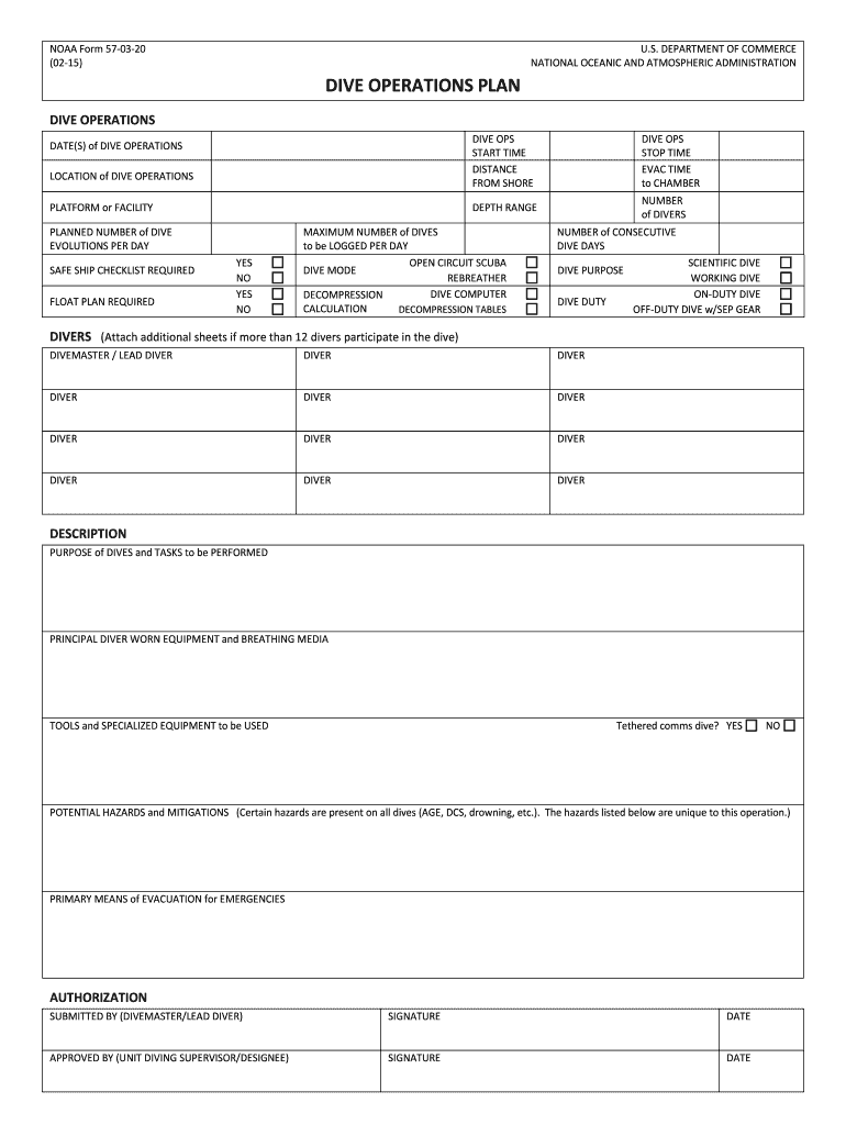 Fillable Online 02-15 DIVE OPERATIONS PLAN - omao.noaa.gov Fax Email ...