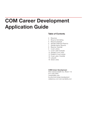 Fillable Online bu COM Career Development Application Guide - Boston ...
