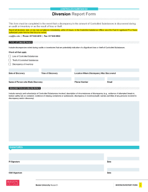 Fillable Online bu PDF Controlled Substances Diversion Report Form ...