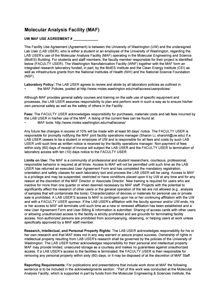 Fillable Online depts washington UW MAF User Agreement July 1 1 .docx ...