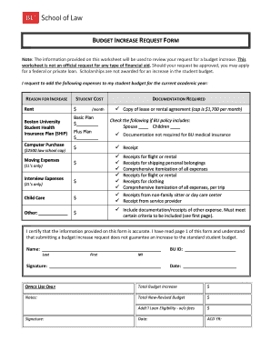 Fillable Online bu budget increase request form - Boston University Fax ...