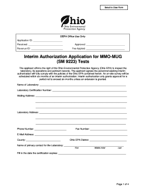 Fillable Online epa ohio Interim Authorization Application for MMO-MUG ...