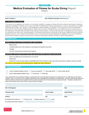 Fillable Online bu Medical Evaluation of Fitness for Scuba Diving ...