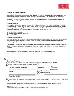 Fillable Online bu Enrolling at Boston University Enrollment Voucher ...