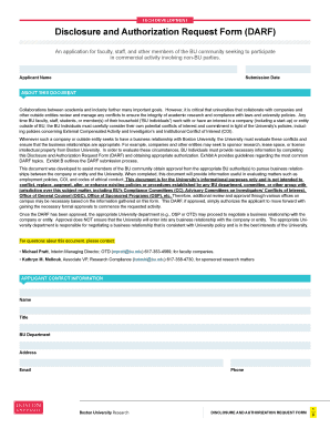 Fillable Online bu Disclosure and Authorization Request Form ... - Boston University Fax Email ...