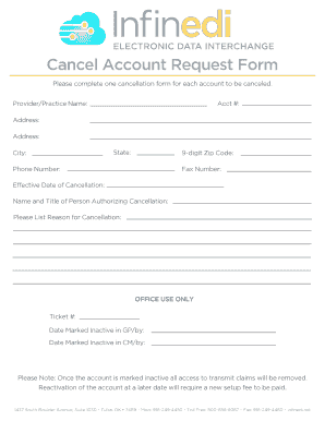 Fillable Online Cancel Account Request Form Fax Email Print - pdfFiller