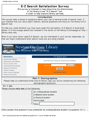 Fillable Online library shsu Printable Version of Survey Fax Email Print - pdfFiller