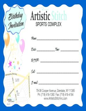 Fillable Online Birthday Invitation Card Blue Fax Email Print - pdfFiller