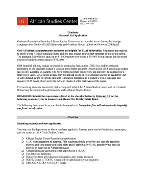 Fillable Online bu Graduate Financial Aid Application - Boston ...