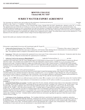 Fillable Online bc subject matter expert agreement - Boston College Fax ...