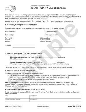 Fillable Online Start-up NY Questionnaire Fax Email Print - pdfFiller