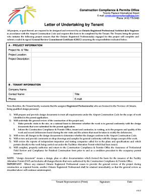 Fillable Online Letter of Undertaking by Tenant Fax Email Print - pdfFiller