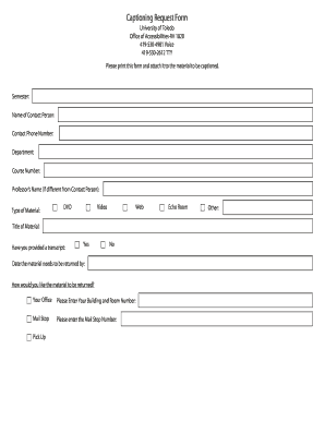 Fillable Online utoledo Captioning Request Form - University of Toledo Fax Email Print - pdfFiller