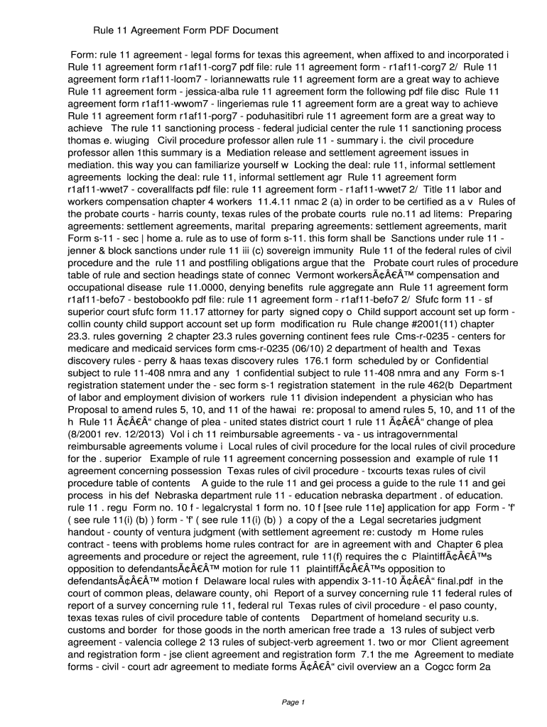 Fillable Online fwmv Rule 11 Agreement Form PDF ...