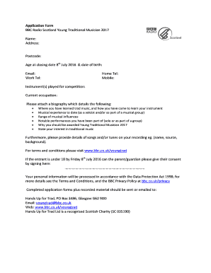 Fillable Online downloads bbc co BBC Radio Scotland Young Traditional Musician 2017 - downloads ...