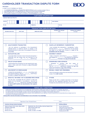 Fillable Online Transaction dispute form - bancodeoro.com.ph Fax Email ...