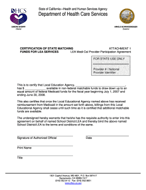 Fillable Online dhcs ca CERTIFICATION OF STATE MATCHING Fax Email Print ...