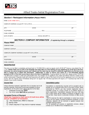 Fillable Online Allied Trades Initial Registration Form Fax Email Print ...