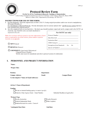 Fillable Online colby Protocol Review Form - Colby College Fax Email Print - pdfFiller