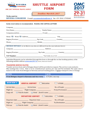 Fillable Online omc2017 SHUTTLE AIRPORT OMC 2017 OFFICIAL TRAVEL AGENCY ...