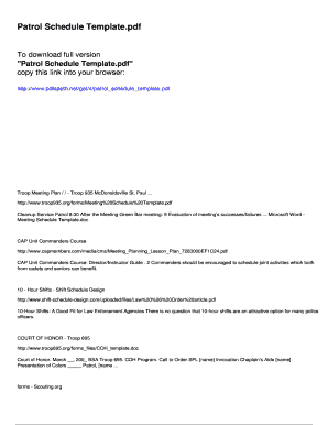 Fillable Online Patrol Schedule Template - Pdfslibforme.com Fax Email ...