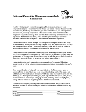 Fillable Online Informed Consent for Fitness Assessment/Body Fax Email ...