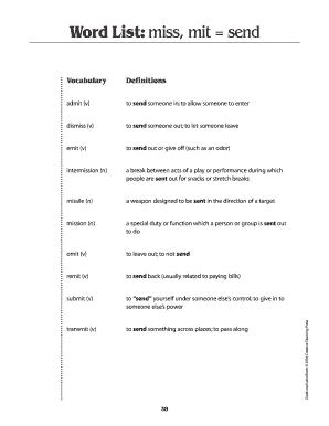 Fillable Online Word List: miss, mit send Fax Email Print - pdfFiller