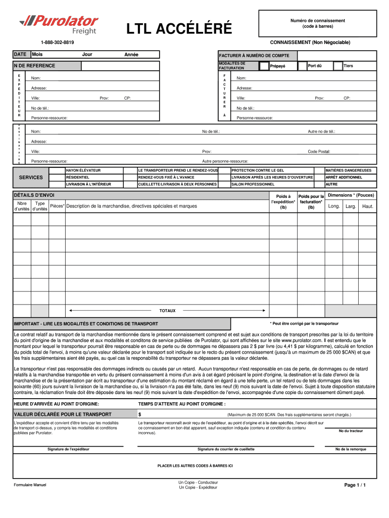 Fillable Online Purolator Freight Fax Email Print - pdfFiller