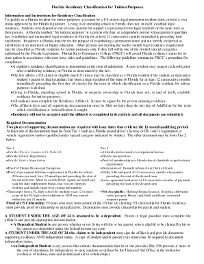 Fillable Online fkcc Information and Instructions for Residency Classification Fax Email Print ...